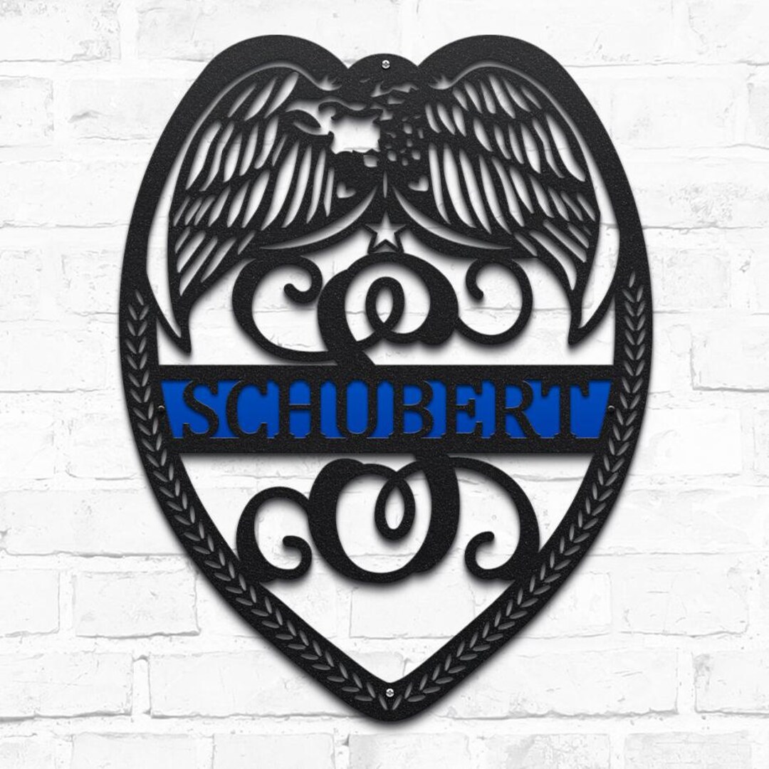 Eagle Police Badge Last Name Sign - Monogram Thin Blue Line Police ...