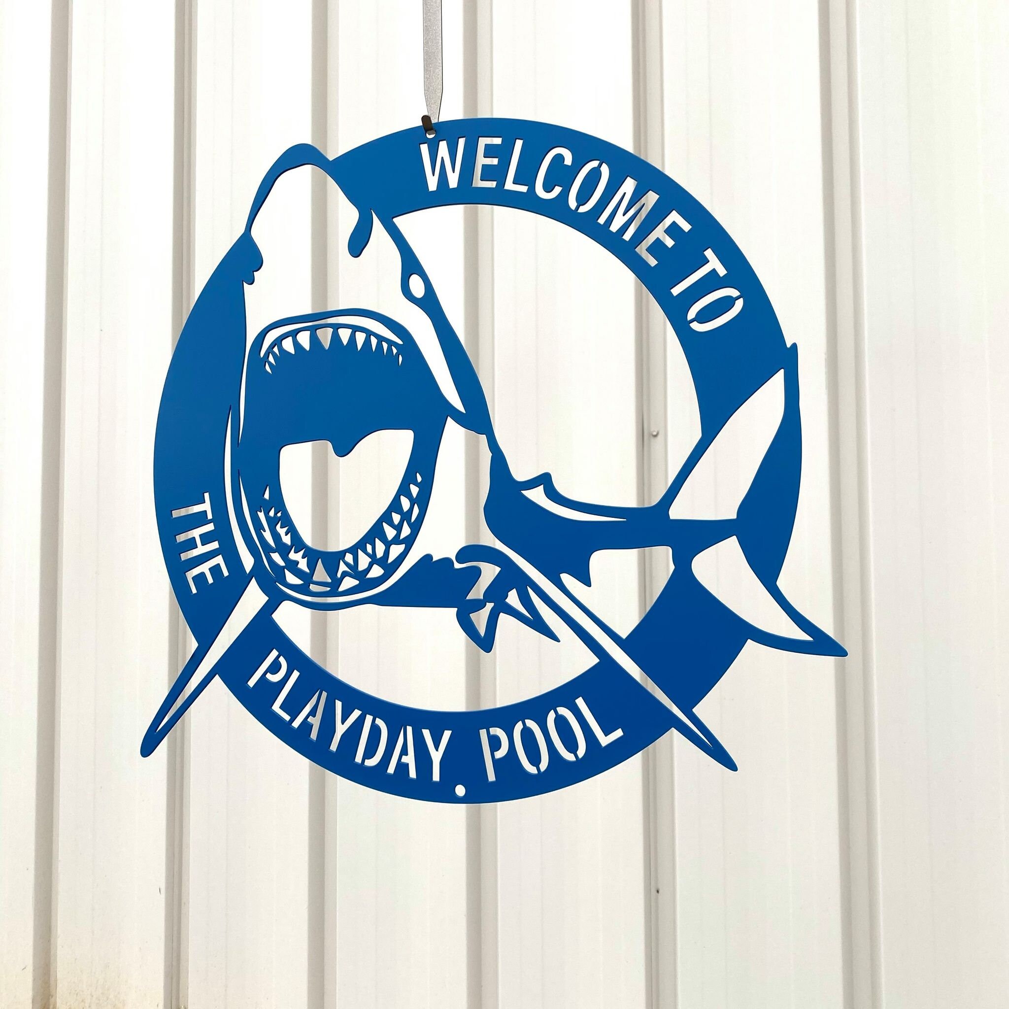 Poolhouse Shark Metal Sign Personalized Metal Shark | Etsy