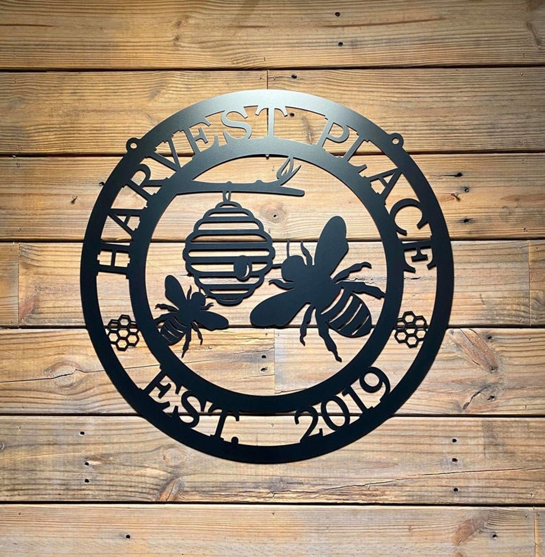 Custom Metal Honey Bee Sign Personalized- Gift for Bee Keeper - Metal ...