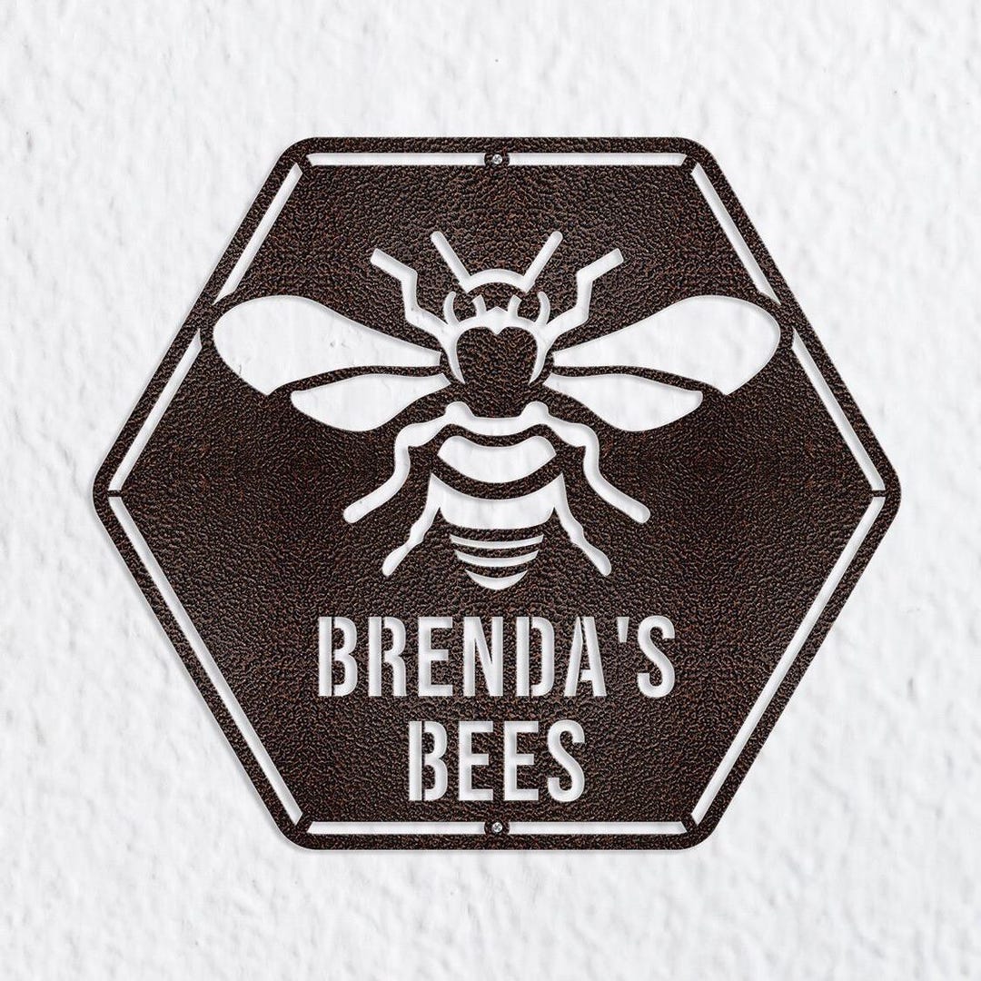 Honey Bee Custom Metal Sign - Personalized Beekeeper Gift, Hexagon Wall ...