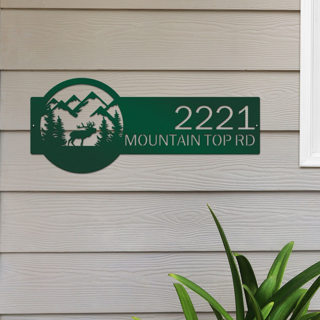 Mountain Elk Custom Metal Cabin Address Sign, Unique Personalized Bull ...