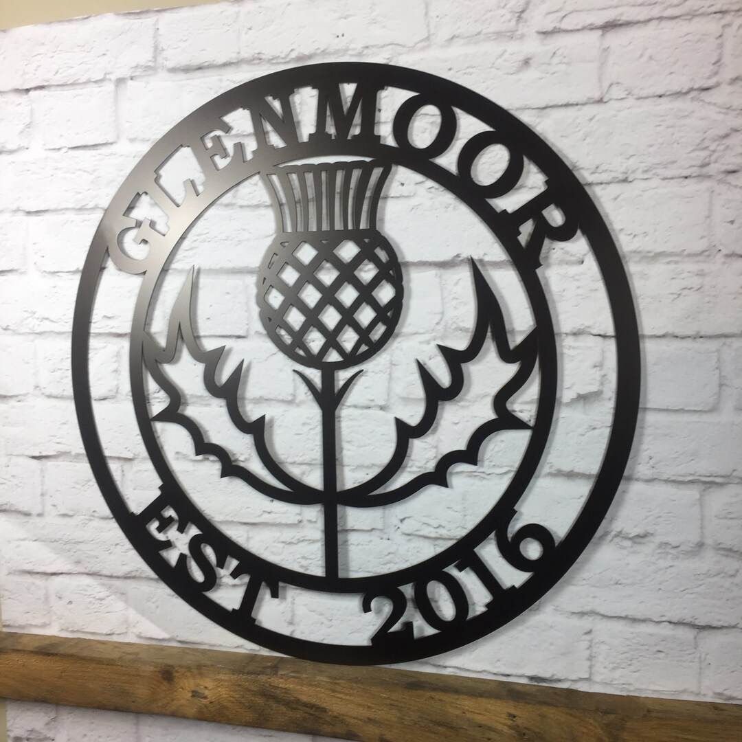 Scottish Thistle Family Last Name Sign, Hospitality, Monogram ...