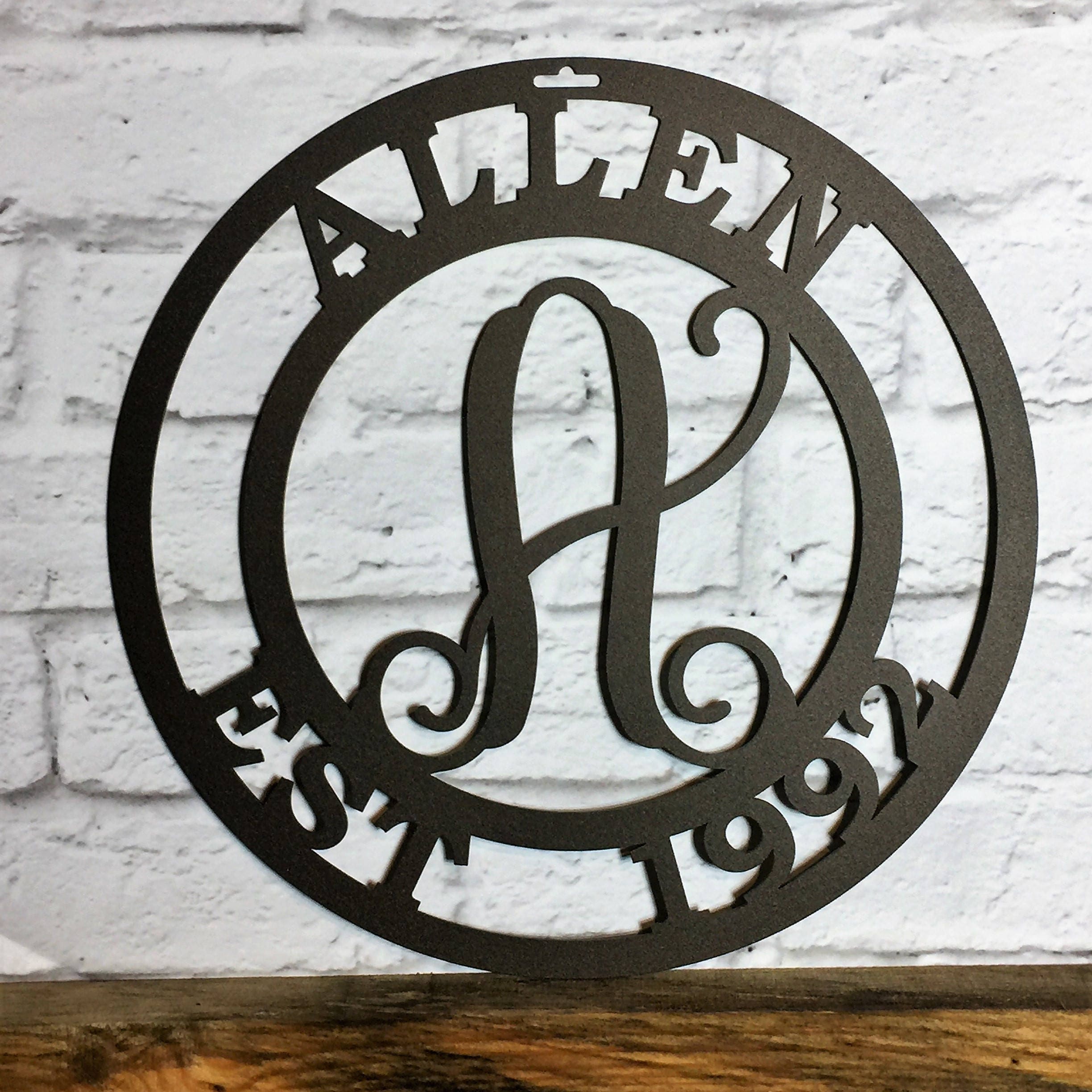 Metal Monogrammed established sign Metal Monogram Sign | Etsy