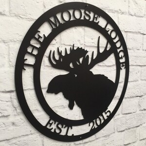 Moose Cabin Metal Outdoor Sign | Moose and Big Game Deer Hunter Gift ...