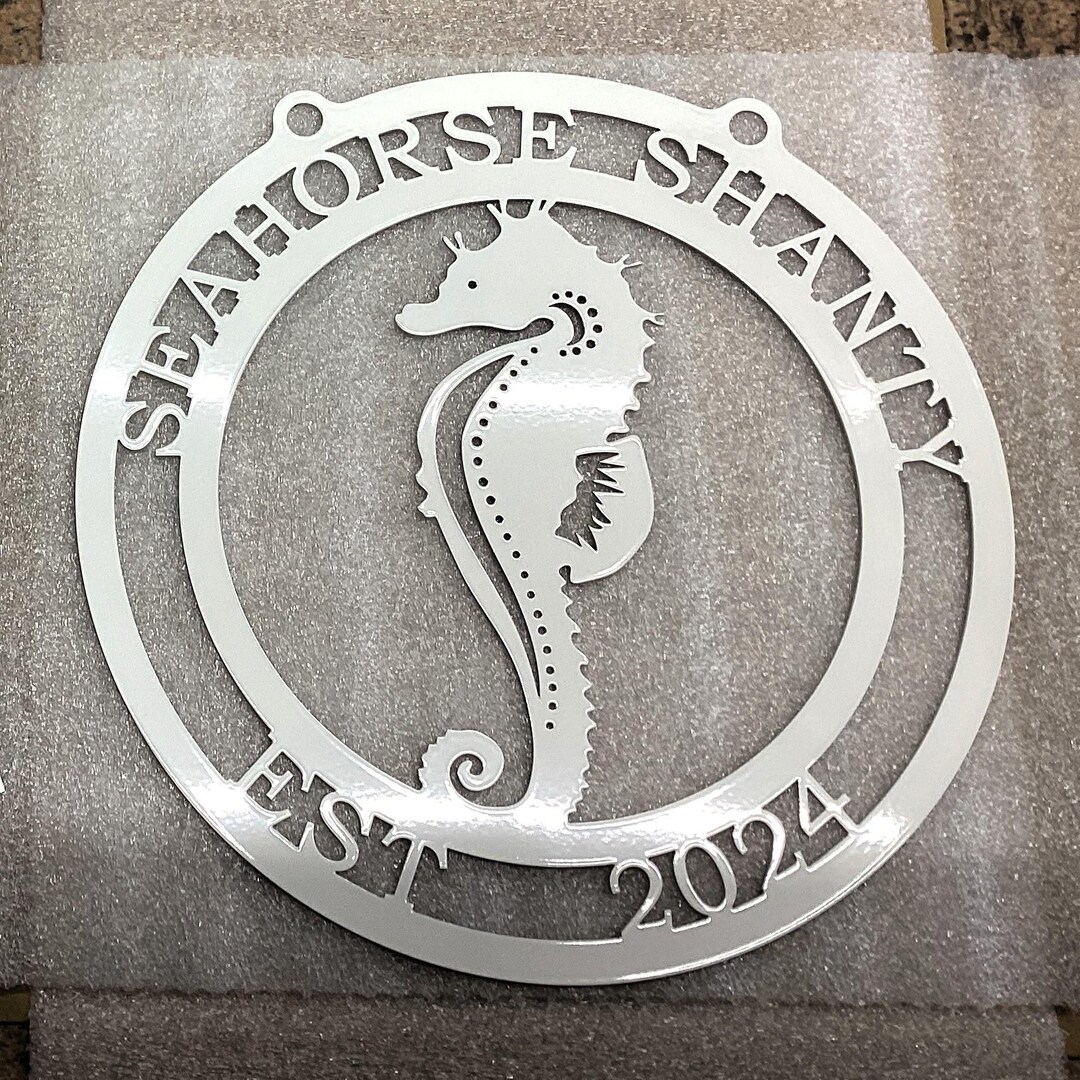 Seahorse Beach House Sign, Personalized Last Name Sign Coastal Home ...