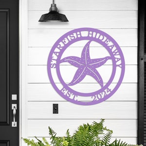 Personalized Starfish Metal Sign beach House Sign Custom Metal Sign ...