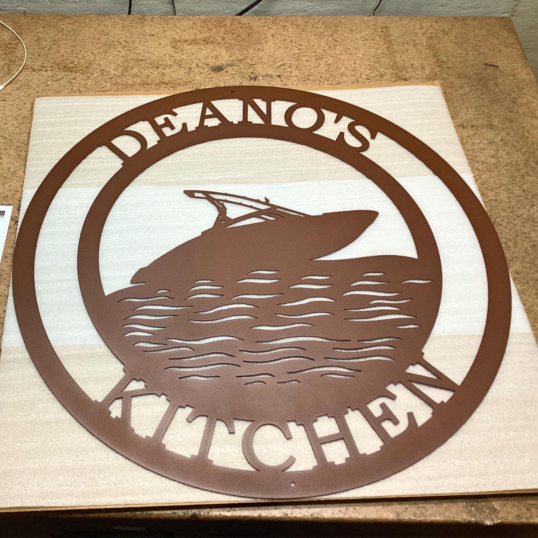 Speed Boat Lake House Sign, Personalized Metal Welcome Sign, Boating ...