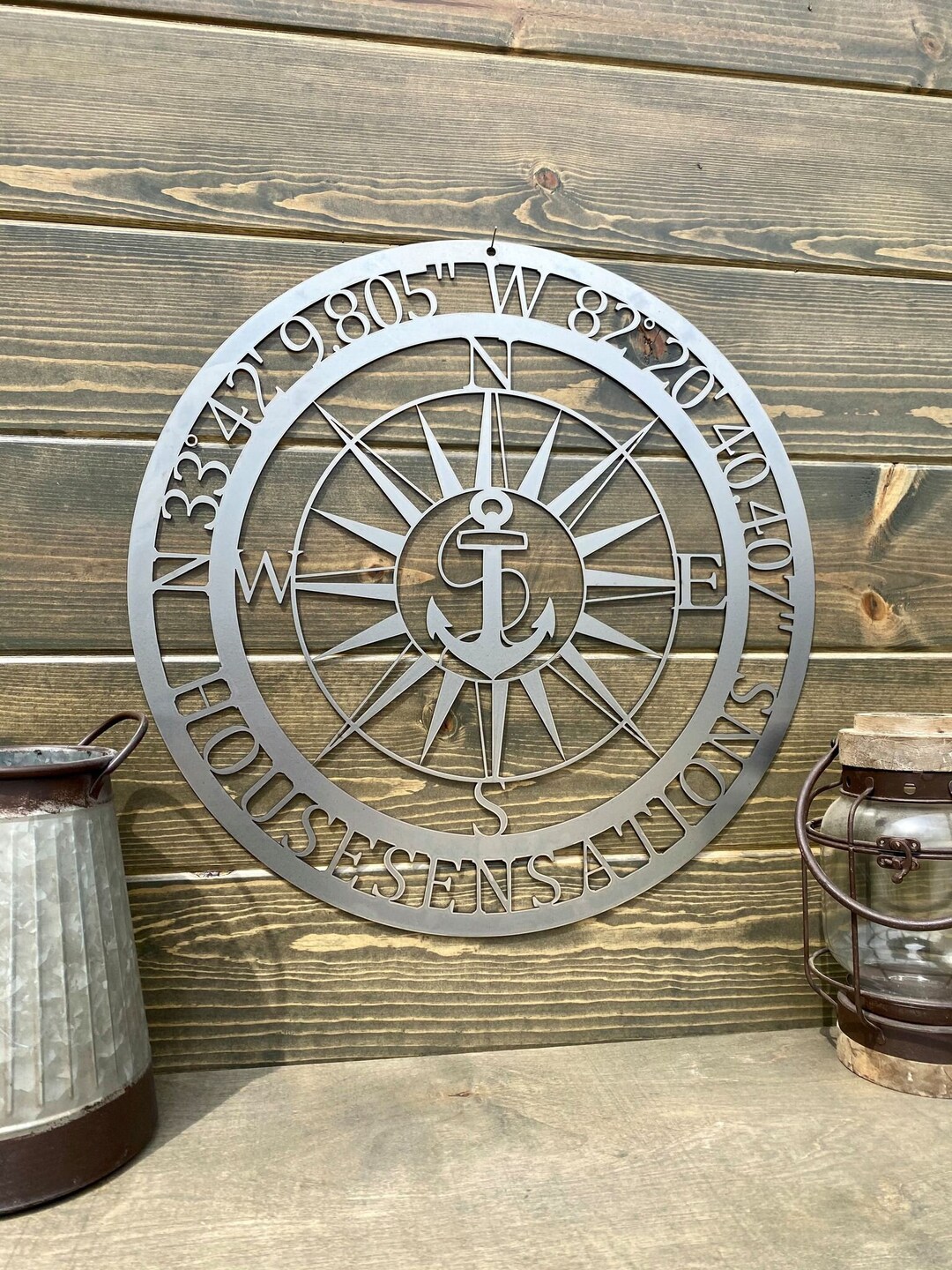 Custom Metal Anchor Compass Sign: Personalized Nautical Wall Art - Etsy