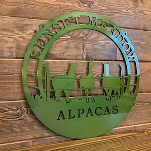 Custom Alpaca Farm Metal Sign, Outdoor Barn Farm Ranch Entrance Sign ...