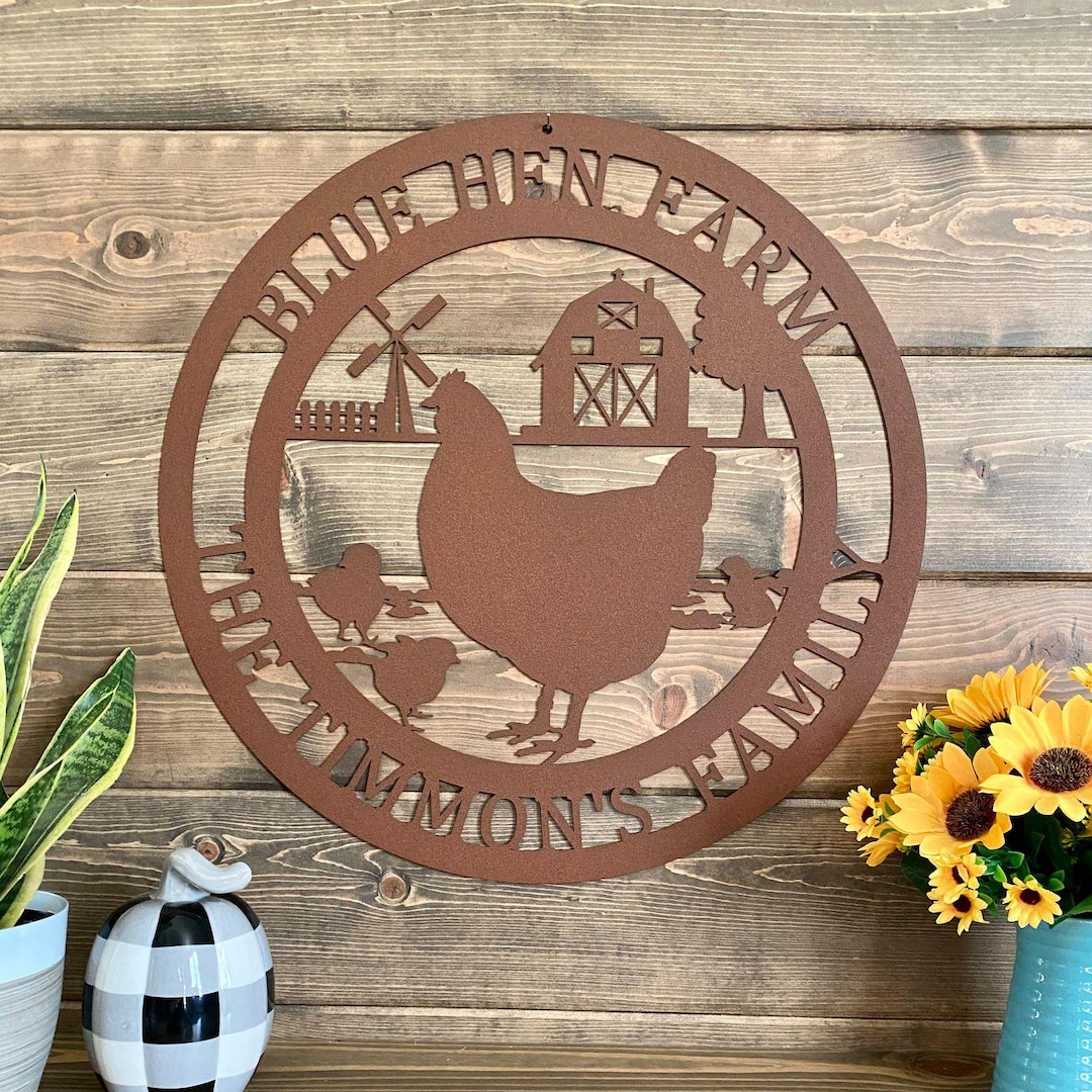 Custom Chicken Farm Metal Sign: Personalized Farmhouse Decor - Etsy