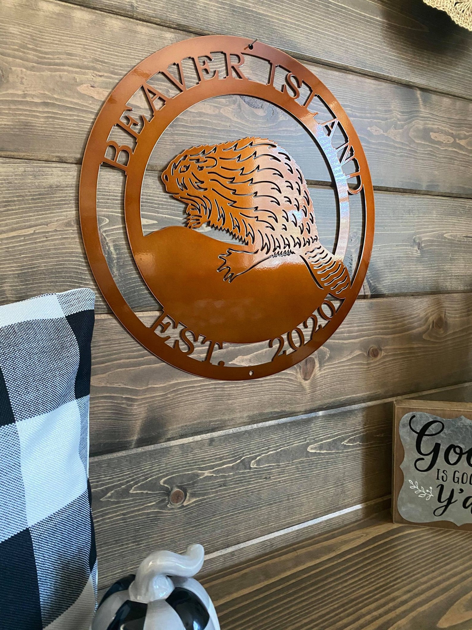 Personalized Beaver Sign Last Name Established Sign | Etsy