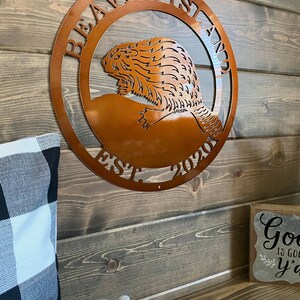 Personalized Beaver Sign Last Name Established Sign | Etsy