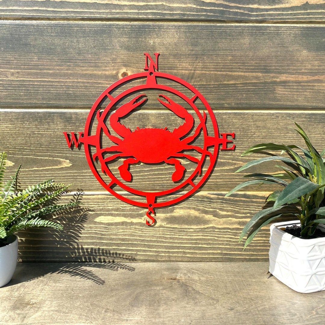 Crab Compass Custom Metal Sign, Retirement Gift for Maryland or Florida ...