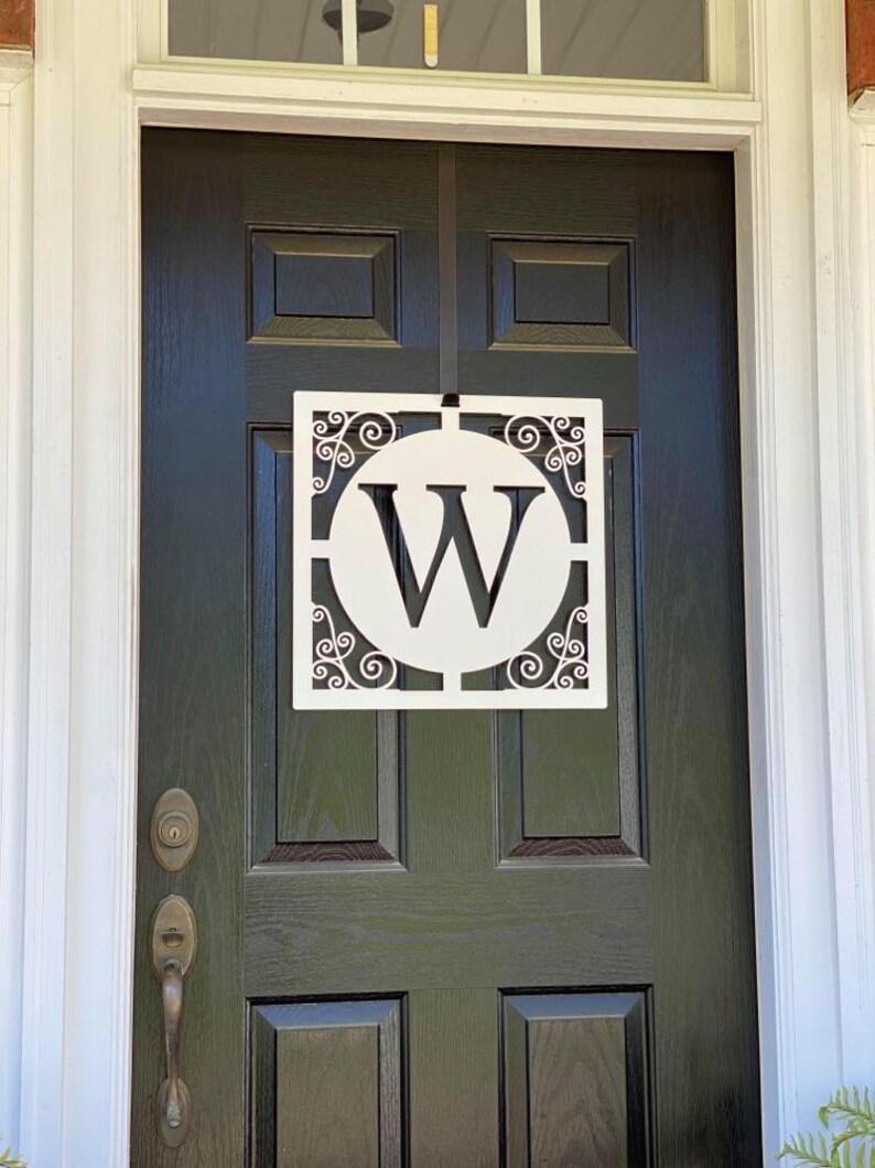 Elegant Monogram Door Hanger Square Monogram Door Wreath - Etsy