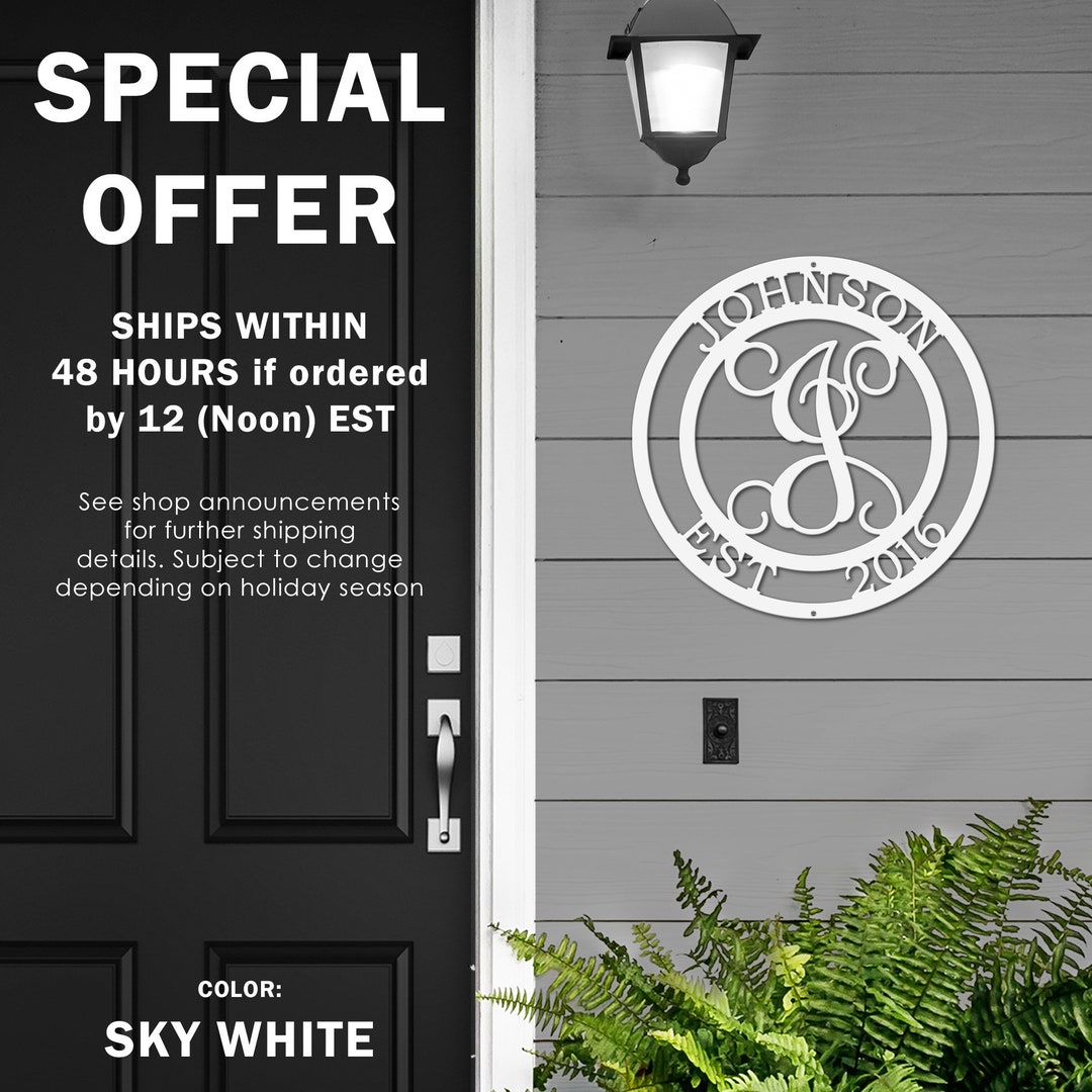 Metal Monogrammed Established Sign, Metal Monogram Sign, Personalized ...