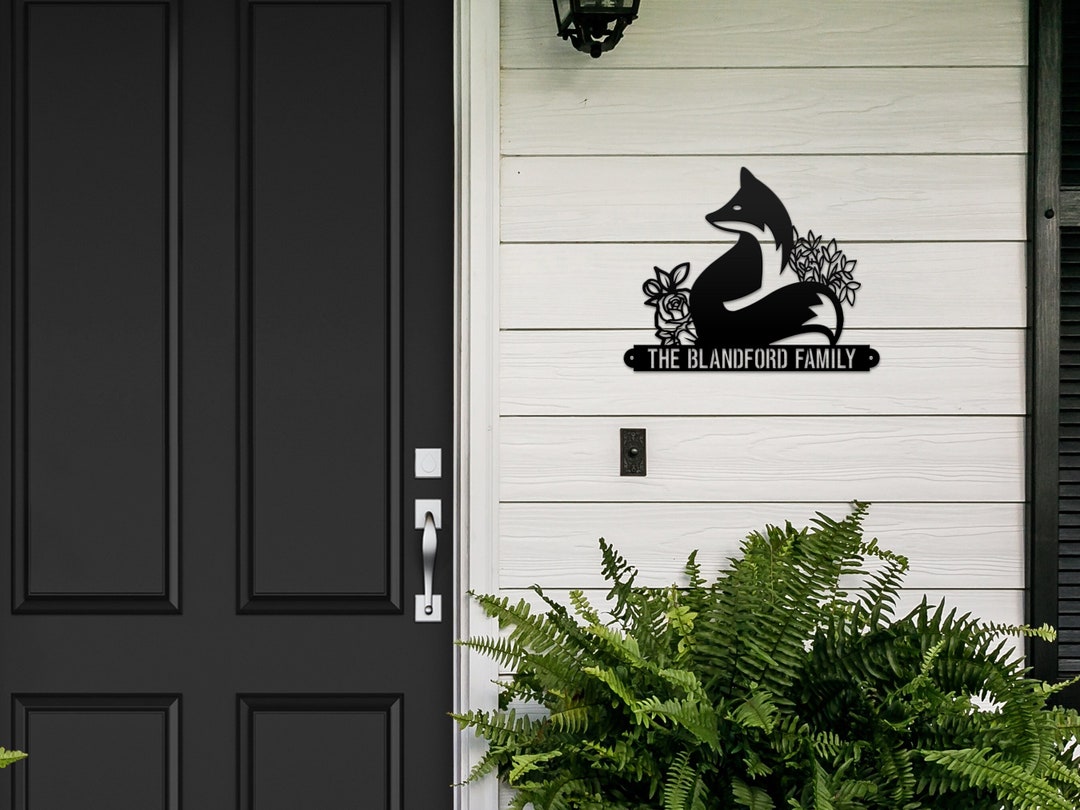 Personalized Floral Fox Sign for Home, Farm or Ranch Made From Metal ...