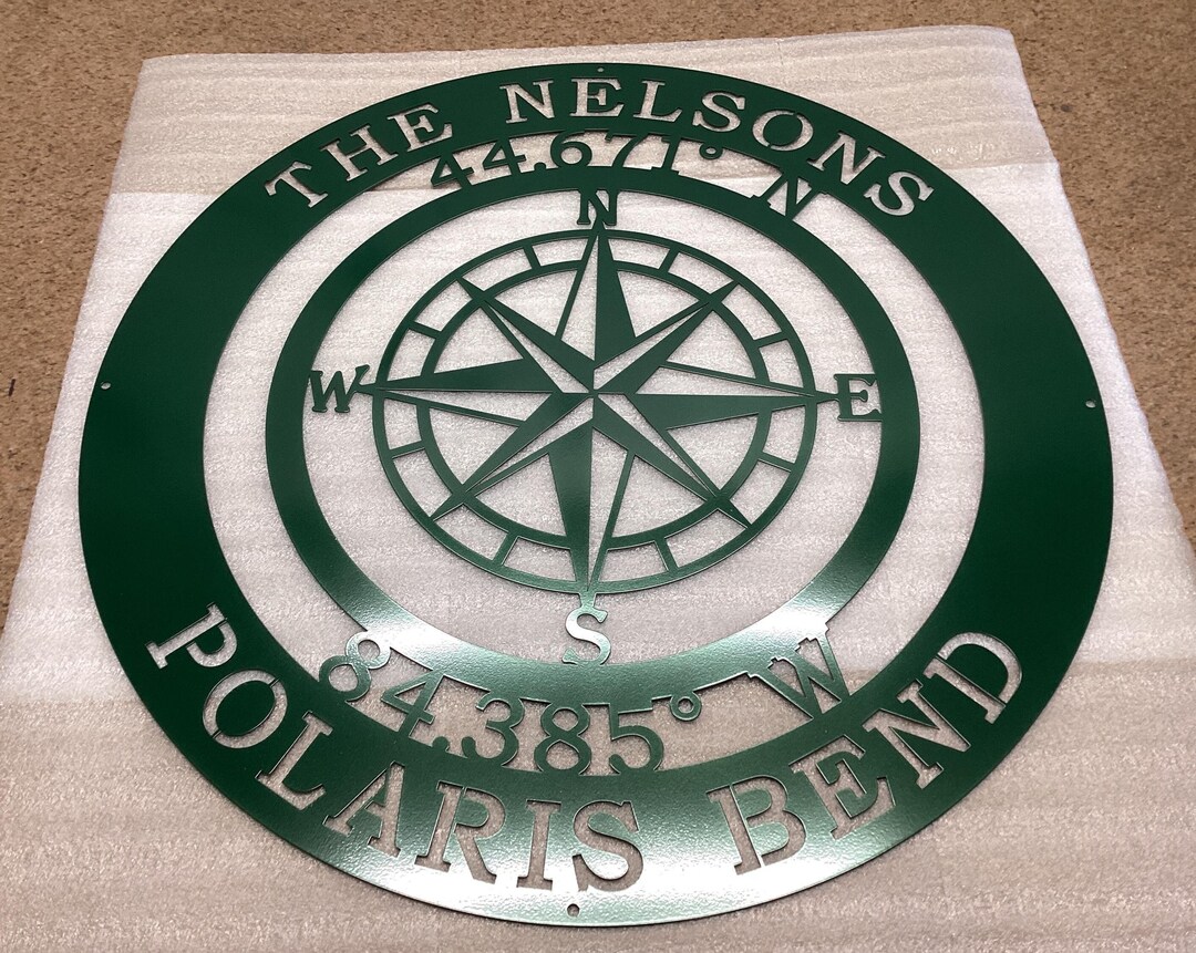 Personalized GPS Coordinates Metal Compass Sign: Custom Nautical Wall ...