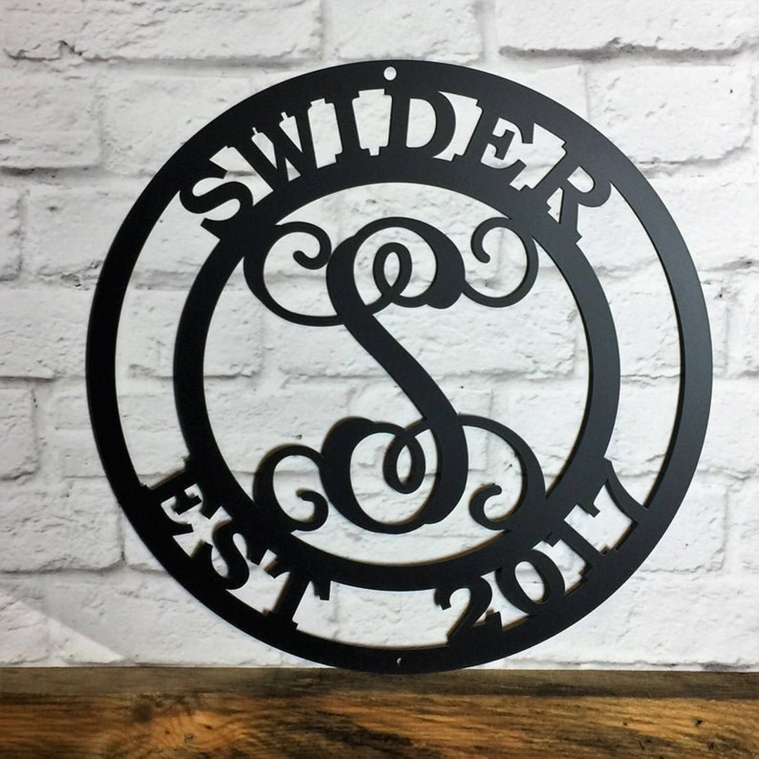 Metal Monogrammed Established Sign Metal Monogram Sign - Etsy