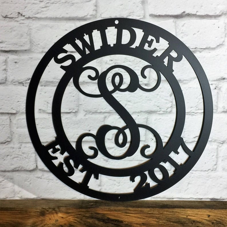 Metal Monogrammed Established Sign Metal Monogram Sign | Etsy