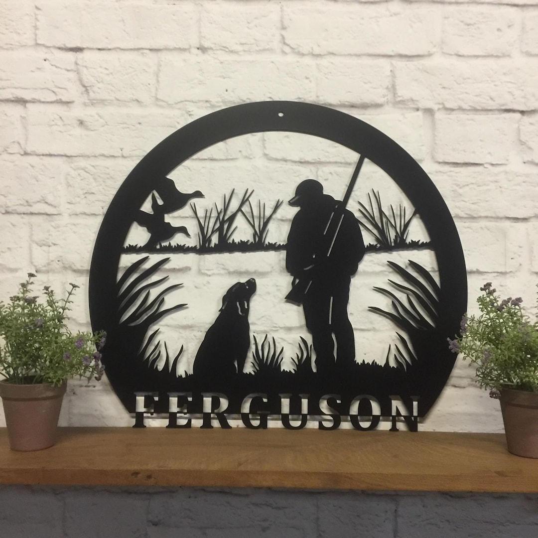 Custom Duck Hunting Metal Sign: Hunter & Lab Silhouette, Farmhouse ...