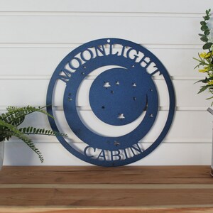 Custom Crescent Moon Garden Sign: Personalized Metal Moon & Stars Art ...