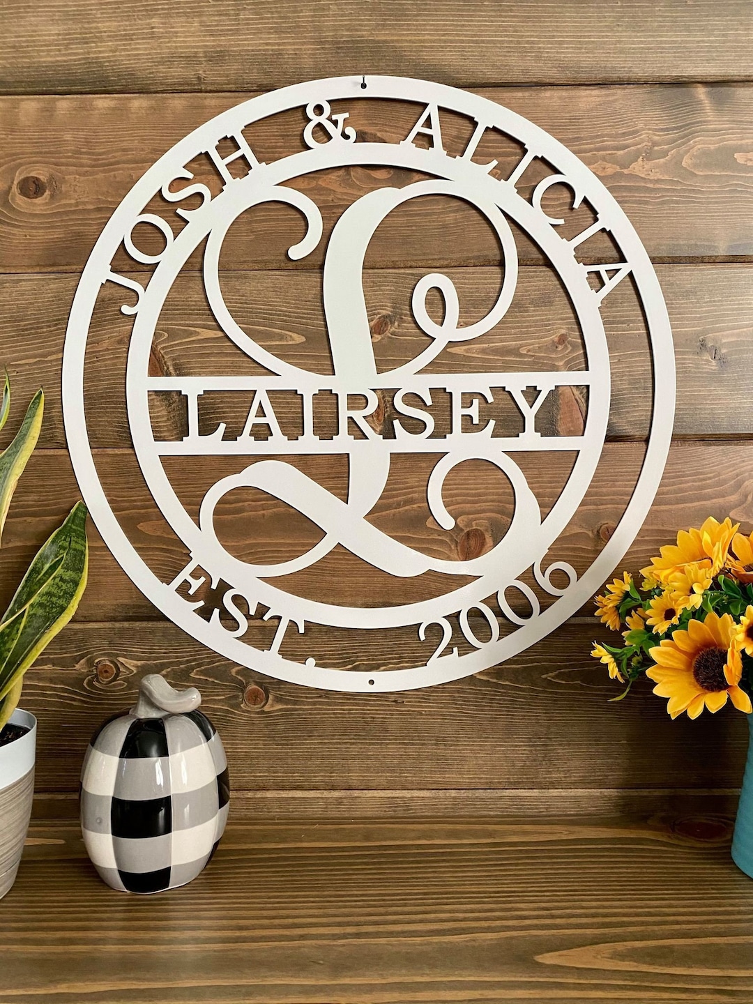 Couples Names Monogrammed Established Sign - Personalized Metal Family ...