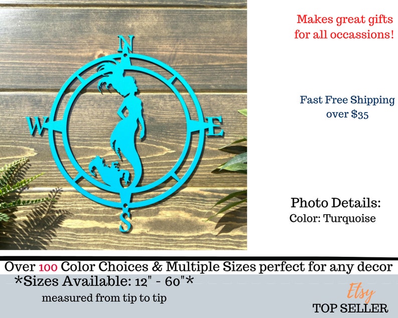 Mermaid Compass Wall Décor by Housesensationsart - Etsy