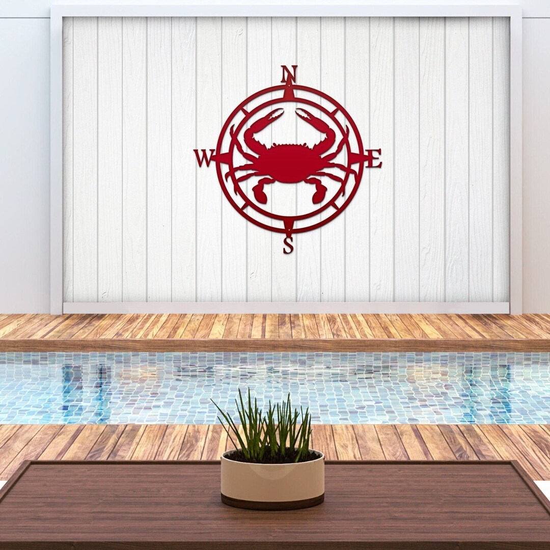 Crab Compass Custom Metal Sign, Retirement Gift for Maryland or Florida ...