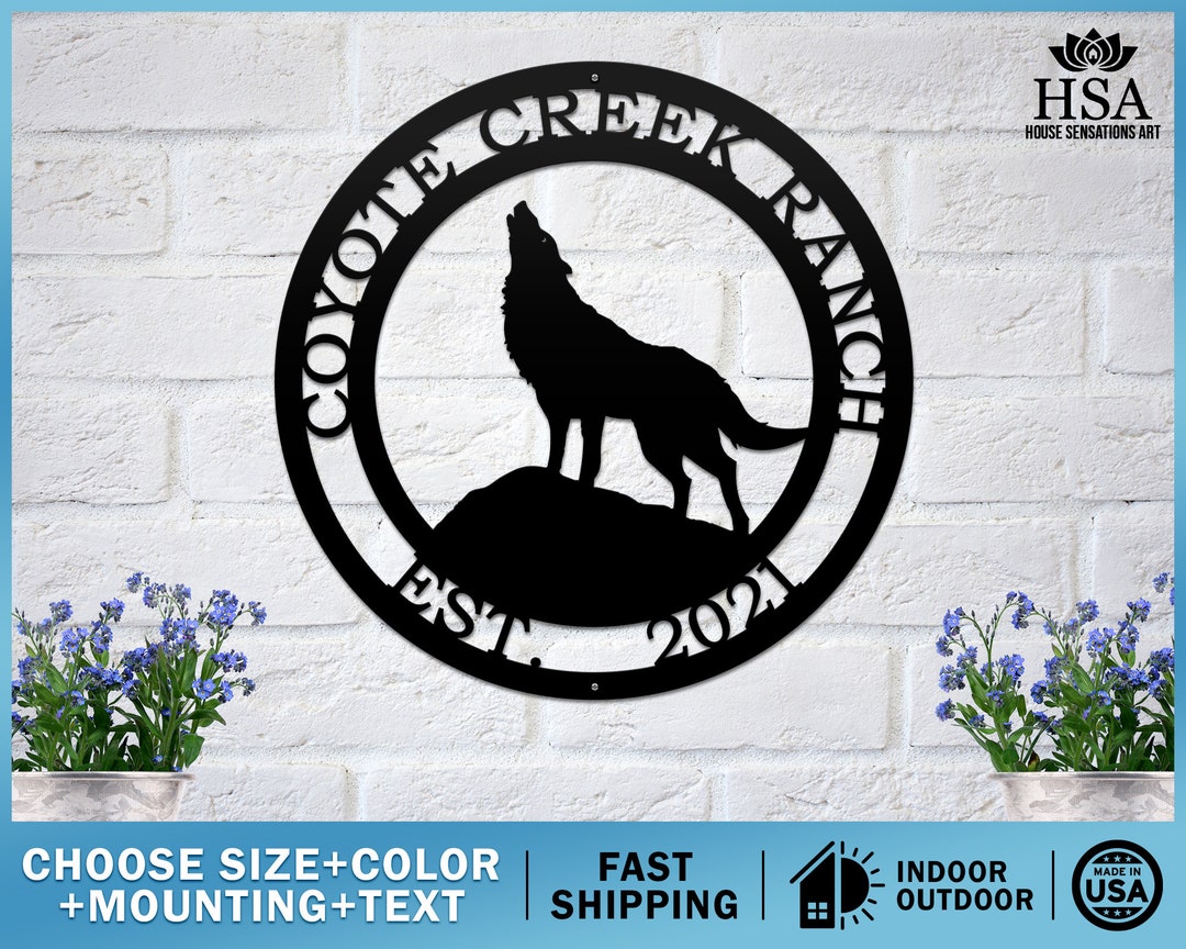 Personalized Howling Wolf Metal Ranch Sign Outdoor - Etsy