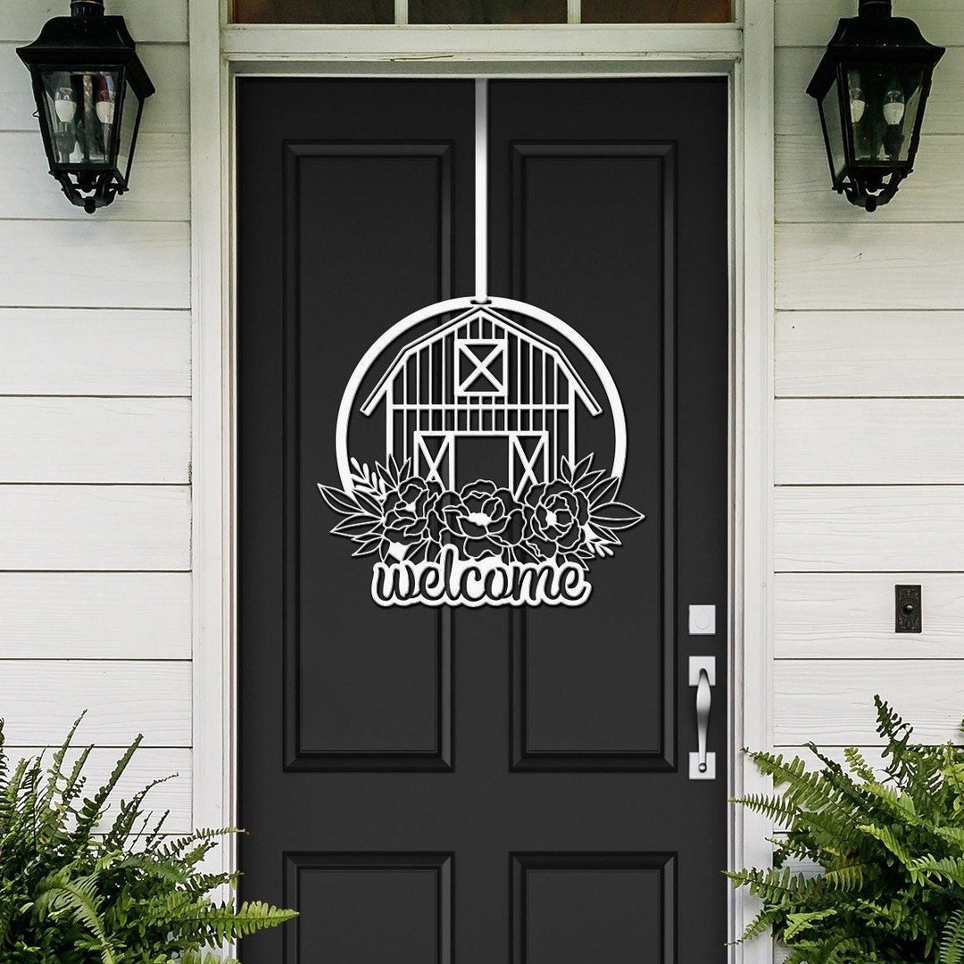 Floral Barn Farmhouse Welcome Door Wreath - Etsy