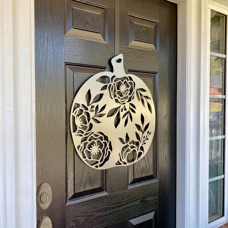 FLORAL PUMPKIN Fall Decor Metal Pumpkin THANKSGIVING Door | Etsy