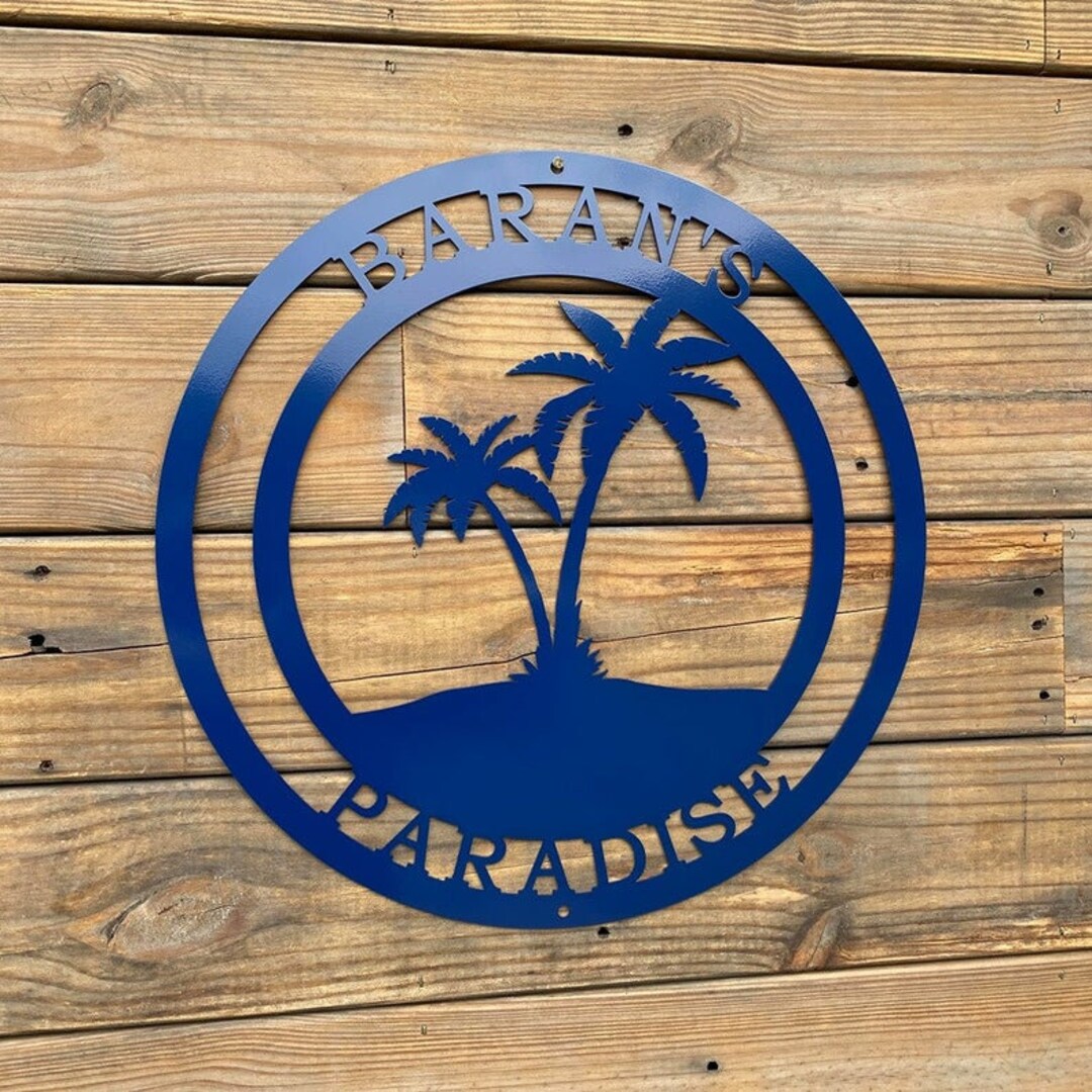 Beach Palm Tree Sign personalized Metal Sign Coastal Wall Art & Decor ...