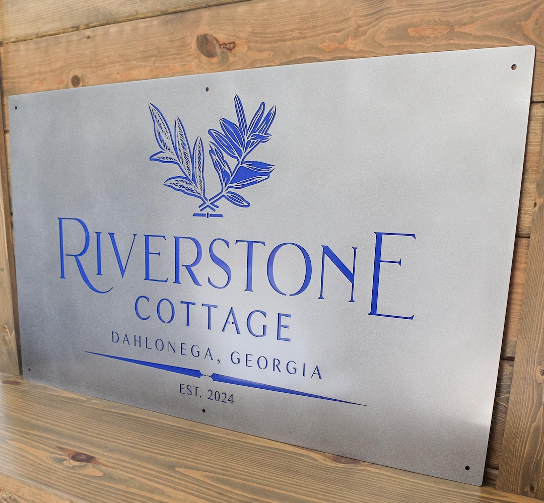 Laser Cut Metal Business Logo Sign: Powder Coated Steel With Backplate ...