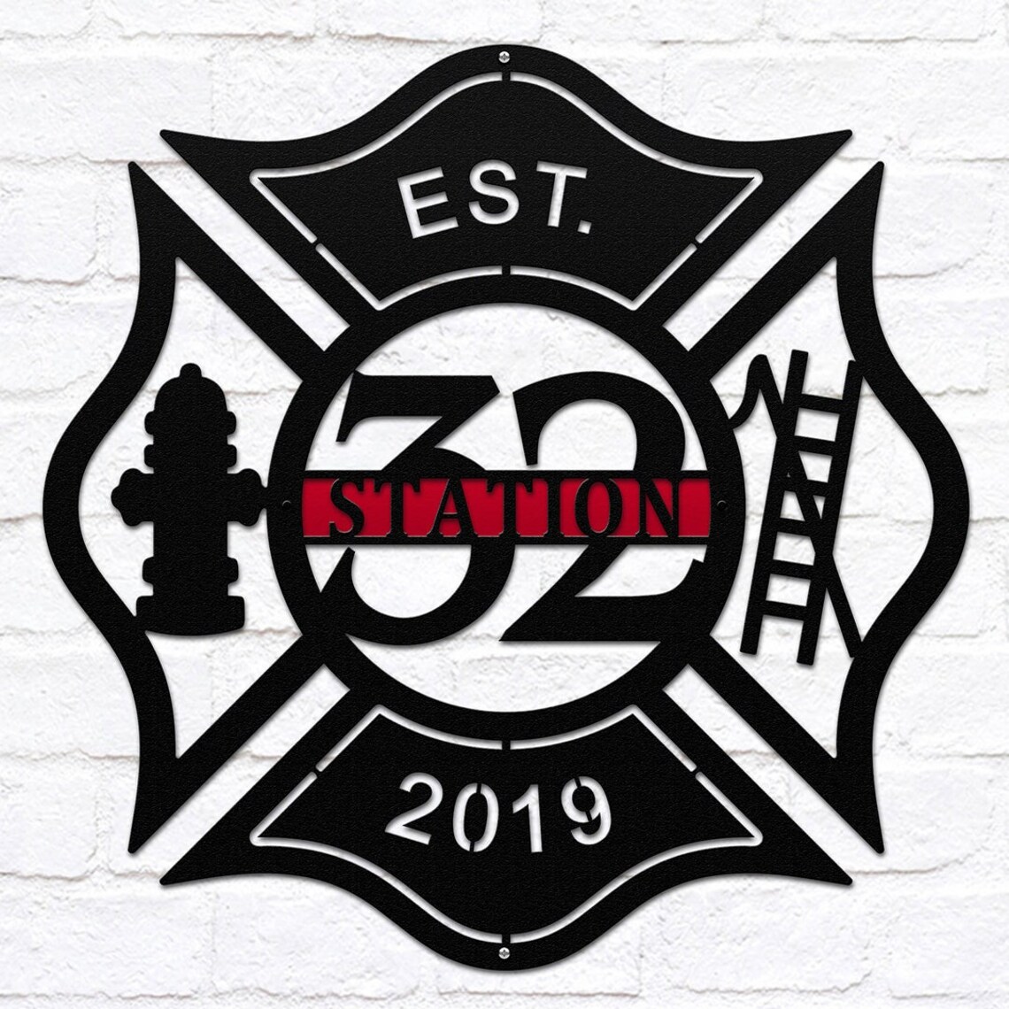 Personalized Metal Maltese Cross Sign With Badge Number - Etsy