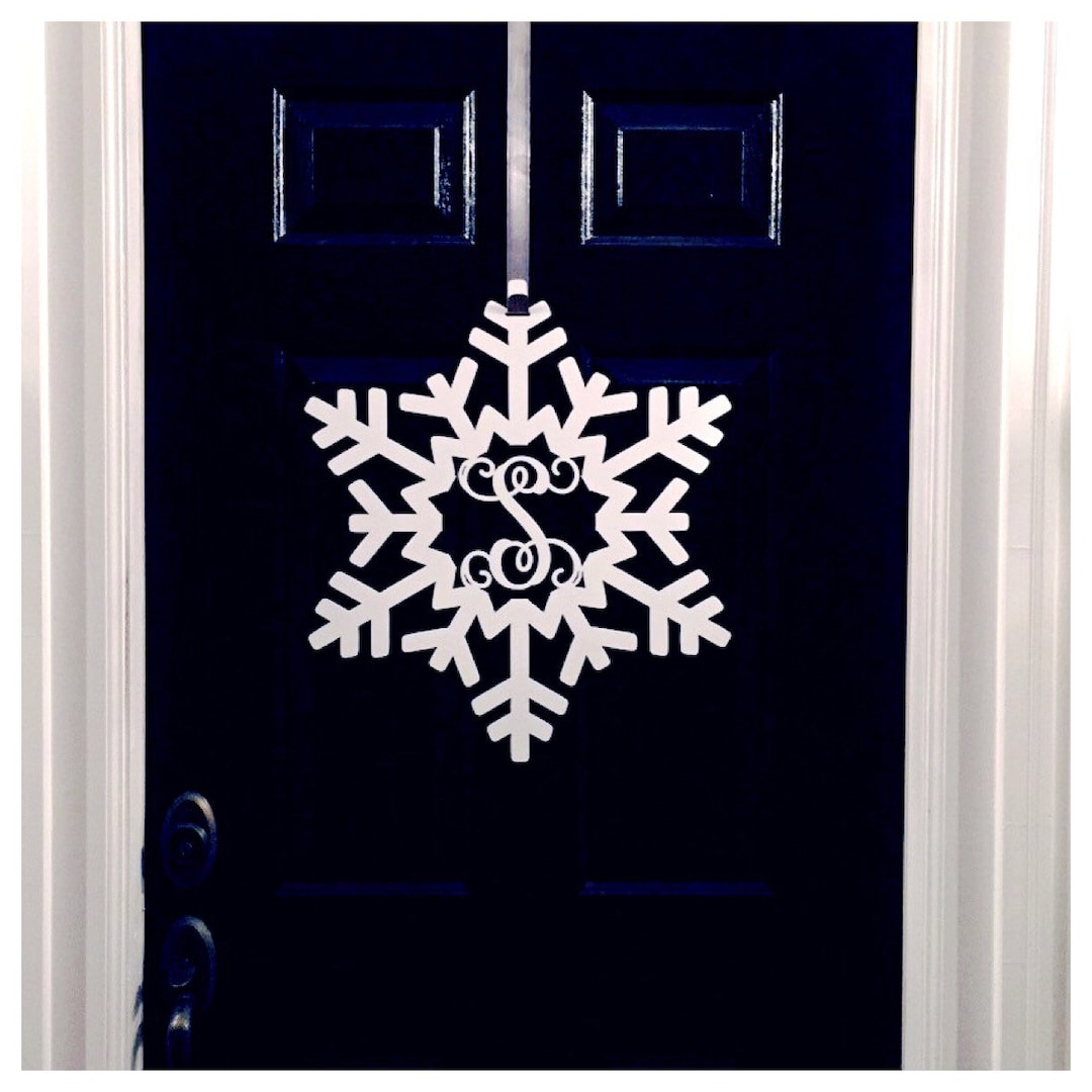 Snowflake Monogram Door Wreath, Snowflake Door Decorations, Winter Door ...