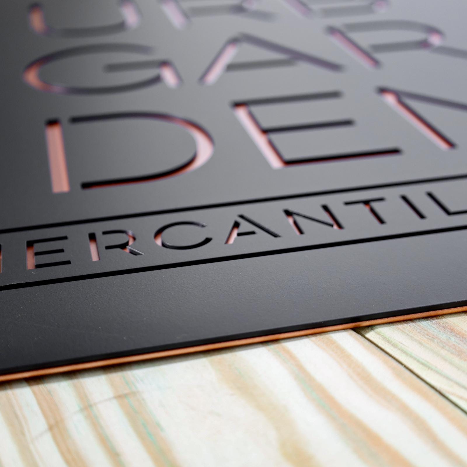 Laser Cut Metal Business Logo Sign: Powder Coated Steel With Backplate ...