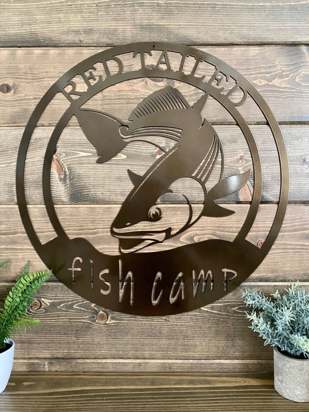 Personalized Metal Redfish Sign: Fishing Camp Decor , Custom Wall Art ...