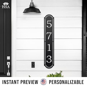 Vertical House Number Sign: Powder Coated Steel Address Plaque - Etsy