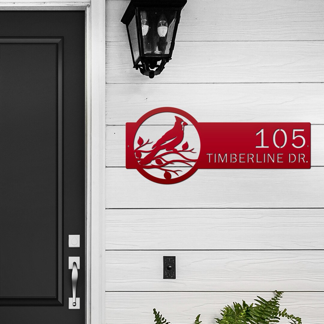 Address Plaque Cardinal Monogram , Cardinal Street Number Sign, Metal ...