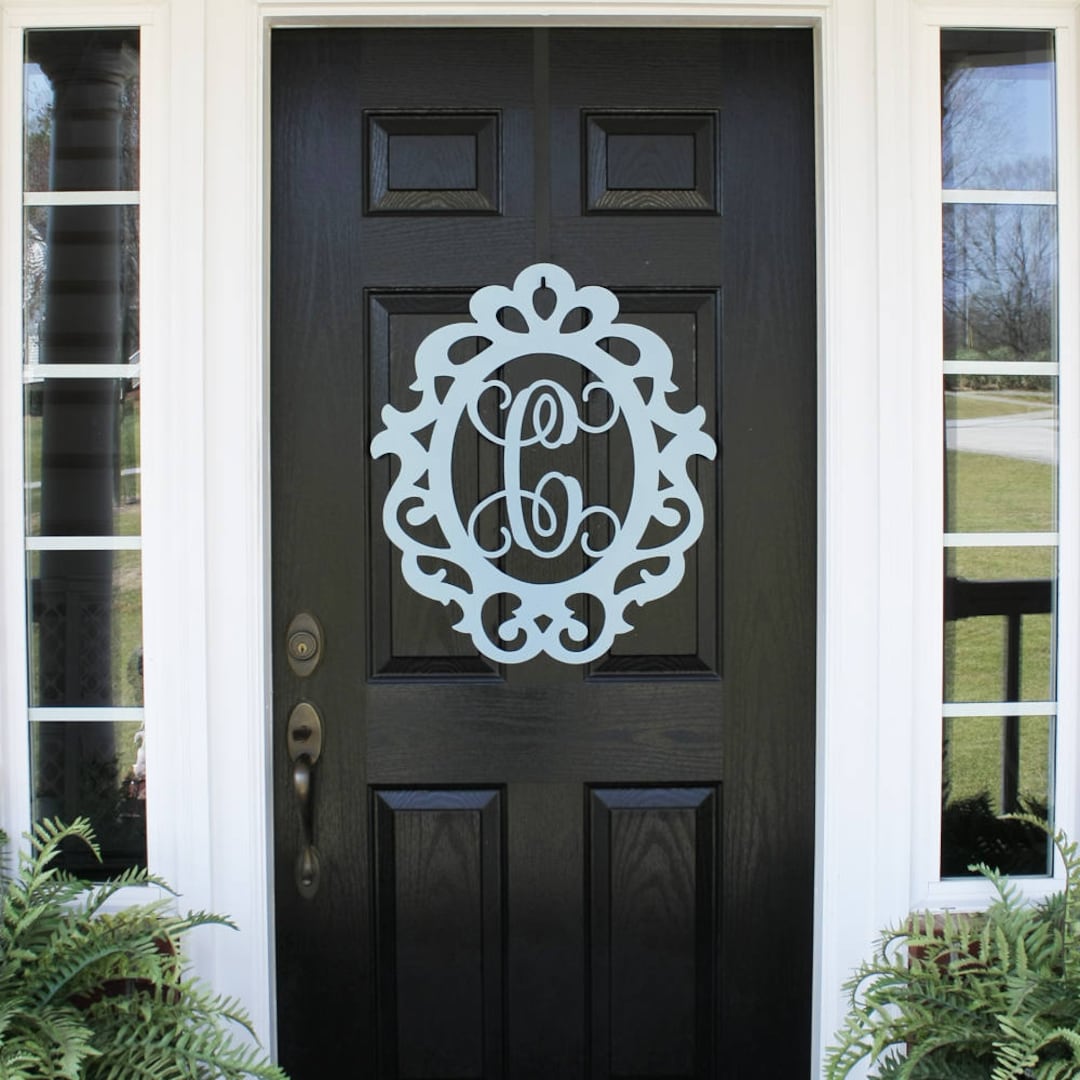 Victorian Inspired Metal Monogrammed Front Door Wreath - Renaissance ...