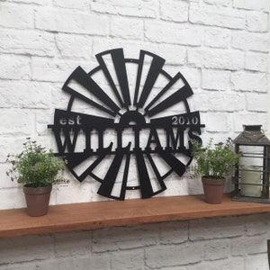 Personalized WINDMILL Wall Decor Family Established Sign | FAMILY NAME ...