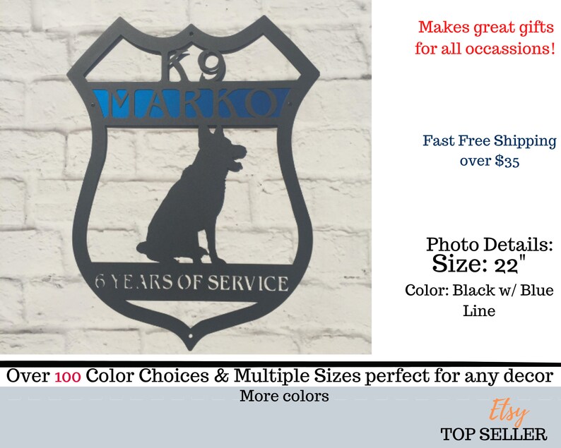 Personalized K9 Police Badge Sign German Shepherd Name Sign - Etsy