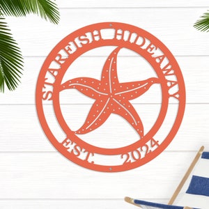 Personalized Starfish Metal Sign beach House Sign Custom Metal Sign ...