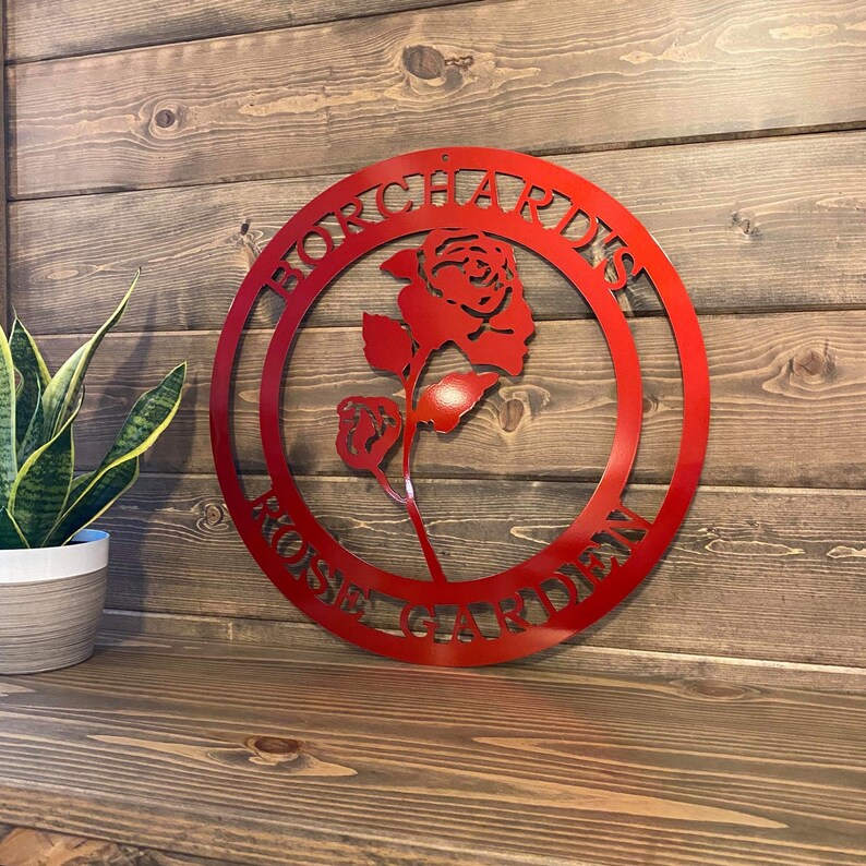 Garden sign Rose Flower Personalized Metal Sign Outdoor | Etsy