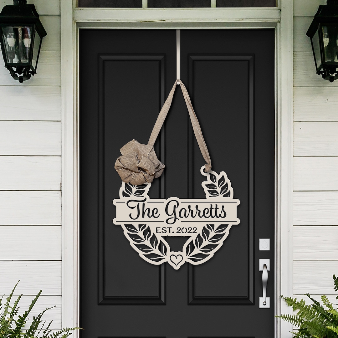 Personalized Couples Name Front Door Metal Wreath Custom Wedding Gift ...