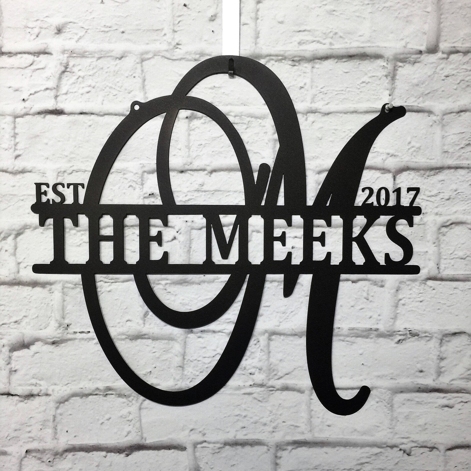 Fancy Script Monogrammed Metal Sign | Custom Metal Wedding Sign ...