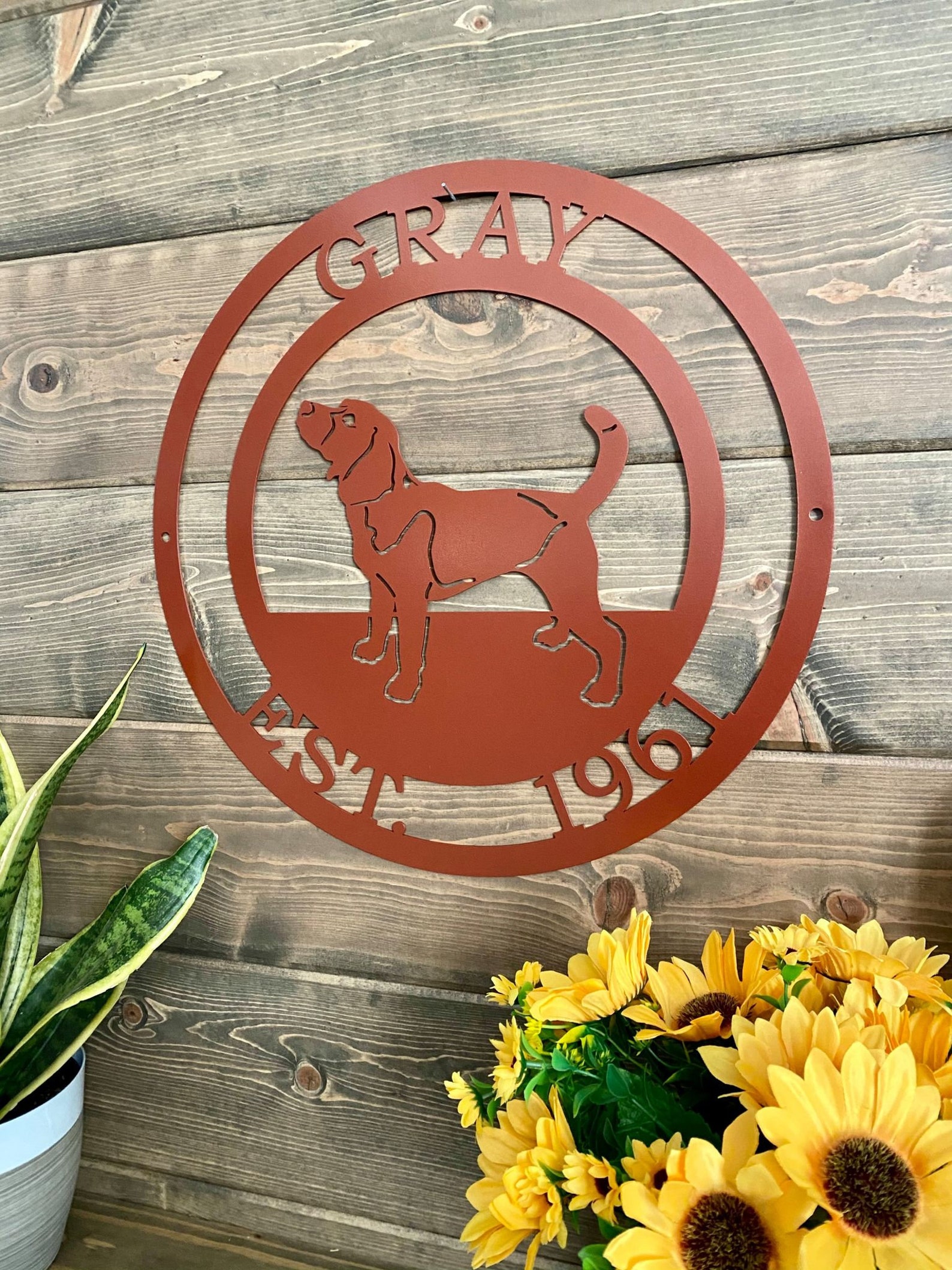 Hunting Beagle Personalized Metal Dog Sign Weatherproof Rust | Etsy
