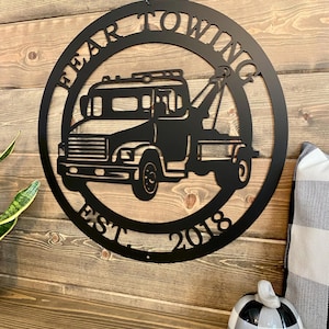 Personalized Tow Truck Metal Sign: Custom Garage Decor - Etsy