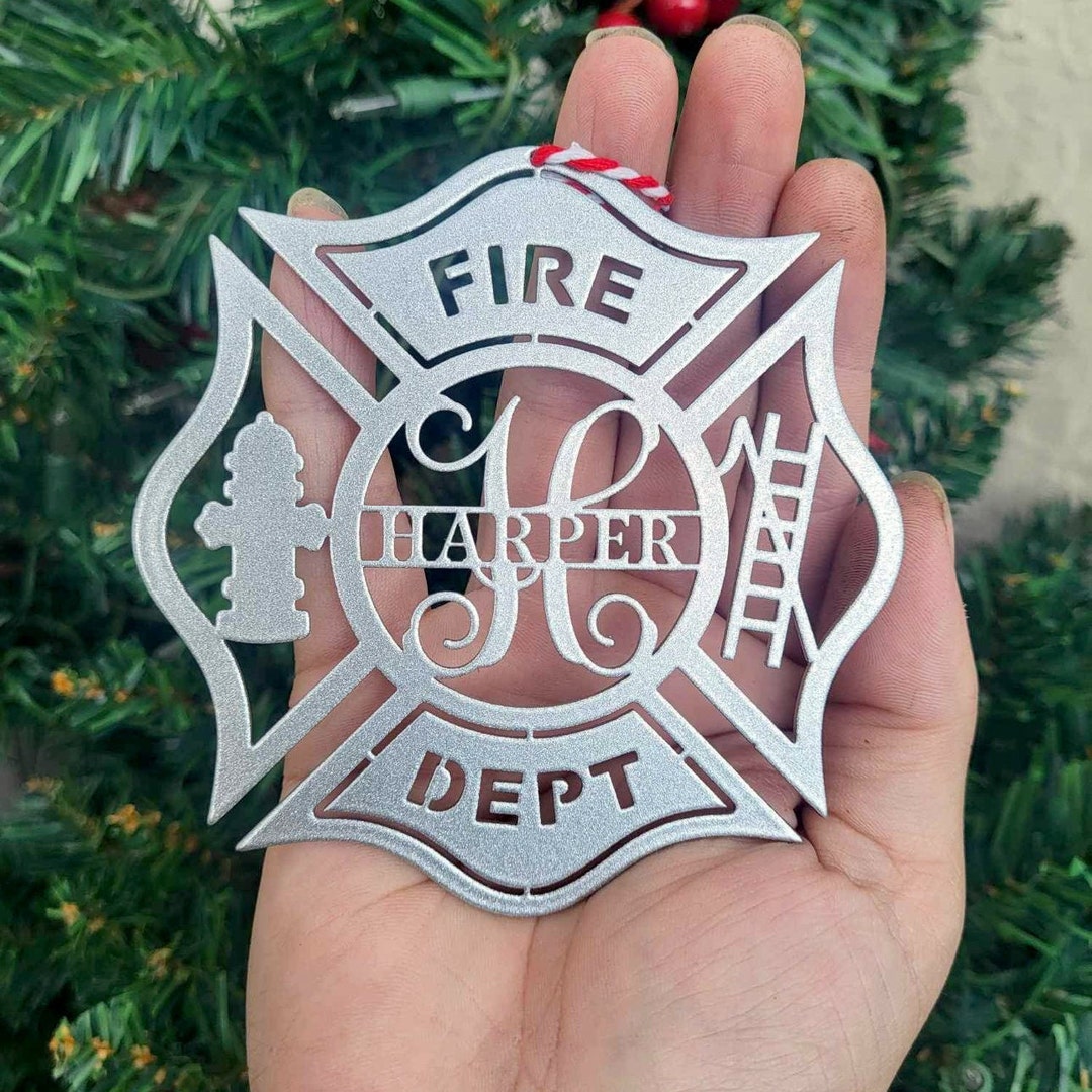 Firefighter Family Christmas Tree Ornament - Made From Metal- Gift for ...