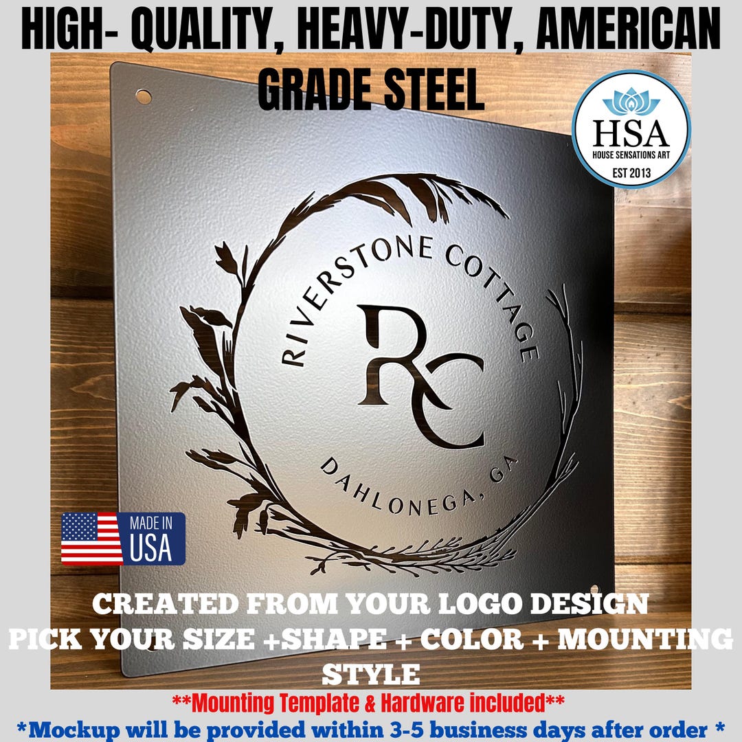 Laser Cut Metal Business Logo Sign - Custom Outdoor Steel Logo Sign ...